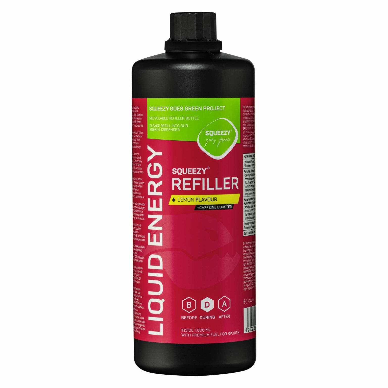 SQUEEZY Liquid Energy Refiller Booster (1 liter) - Sitron + koffein